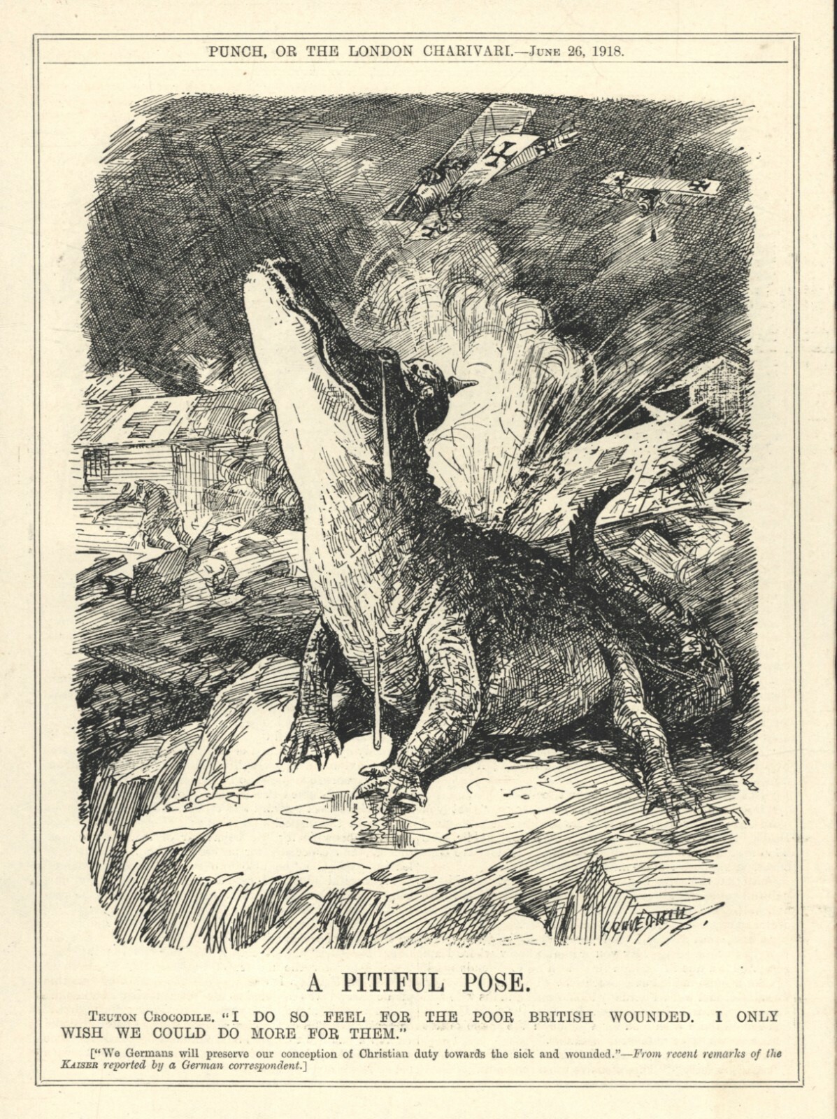 Rare WW 1 BRITISH PROPAGANDA Cartoon - GERMAN TEUTON CROCODILE TEARS ...