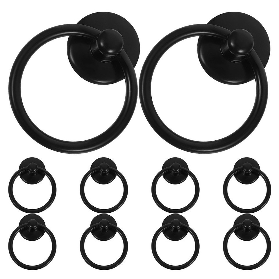 10 Pcs Black Metal Ring Drawer Pull Knobs Zinc Alloy Cabinet Hardware ...