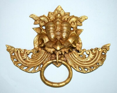 Brass Yali Knocker Creature Face Design Mythology Theme Outdoor Bell ...