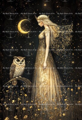 GODDESS NYX PORTRAIT ART PRINT, Greek Mythology Poster Gothic Occult ...