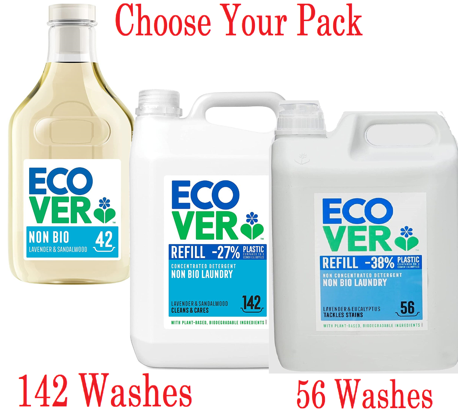 Ecover Non Bio Laundry Liquid Refill 5L Detergent 42Washes 56Washes ...