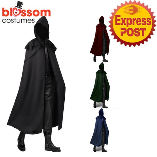 N831 Medieval Assassin Gothic Hooded Robe Renaissance Halloween Costume ...