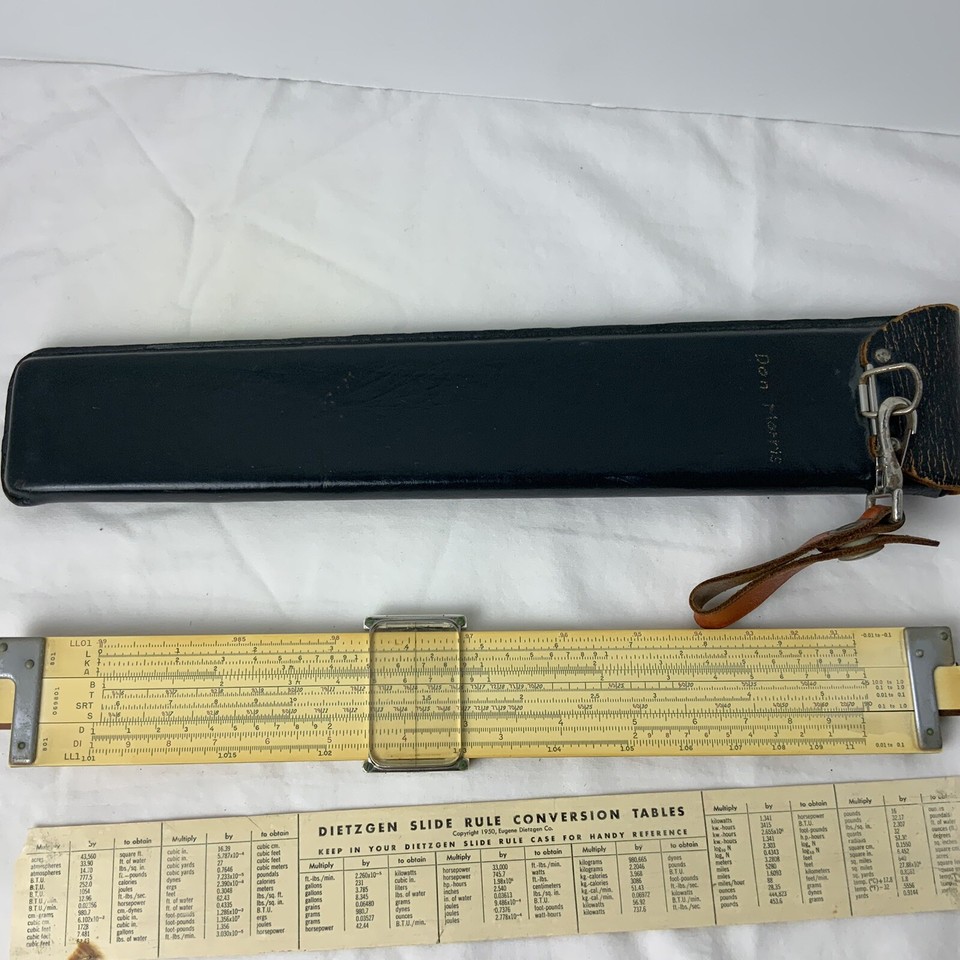 K & E 1947 Log Decitrig Slide Rule, Leather Case, Conversion Table ...