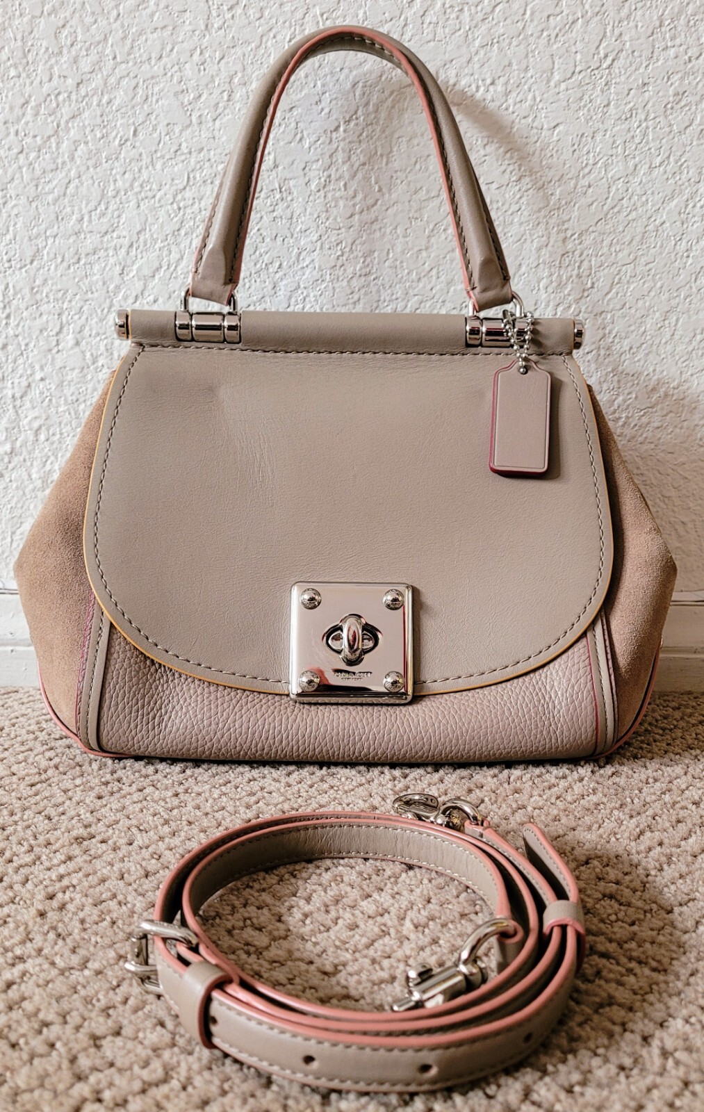 AUTH COACH 2-WAY LEATHER & SUEDE SHOULDER/CROSSBODY H… - Gem