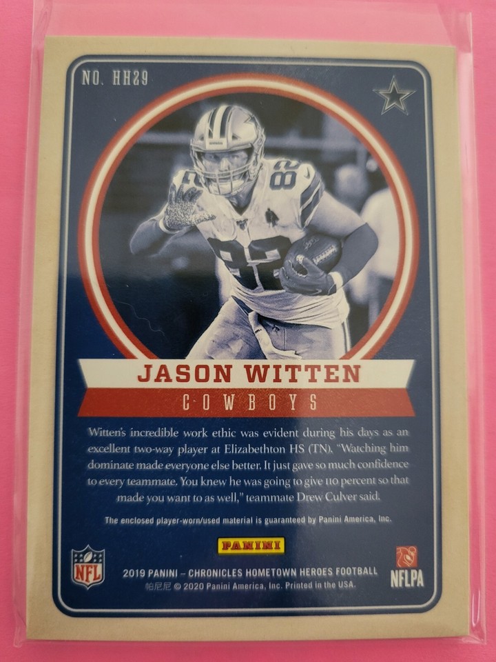 2019 Chronicles Hometown Heroes Jason Witten Card# HH29 SN 39/99 ...