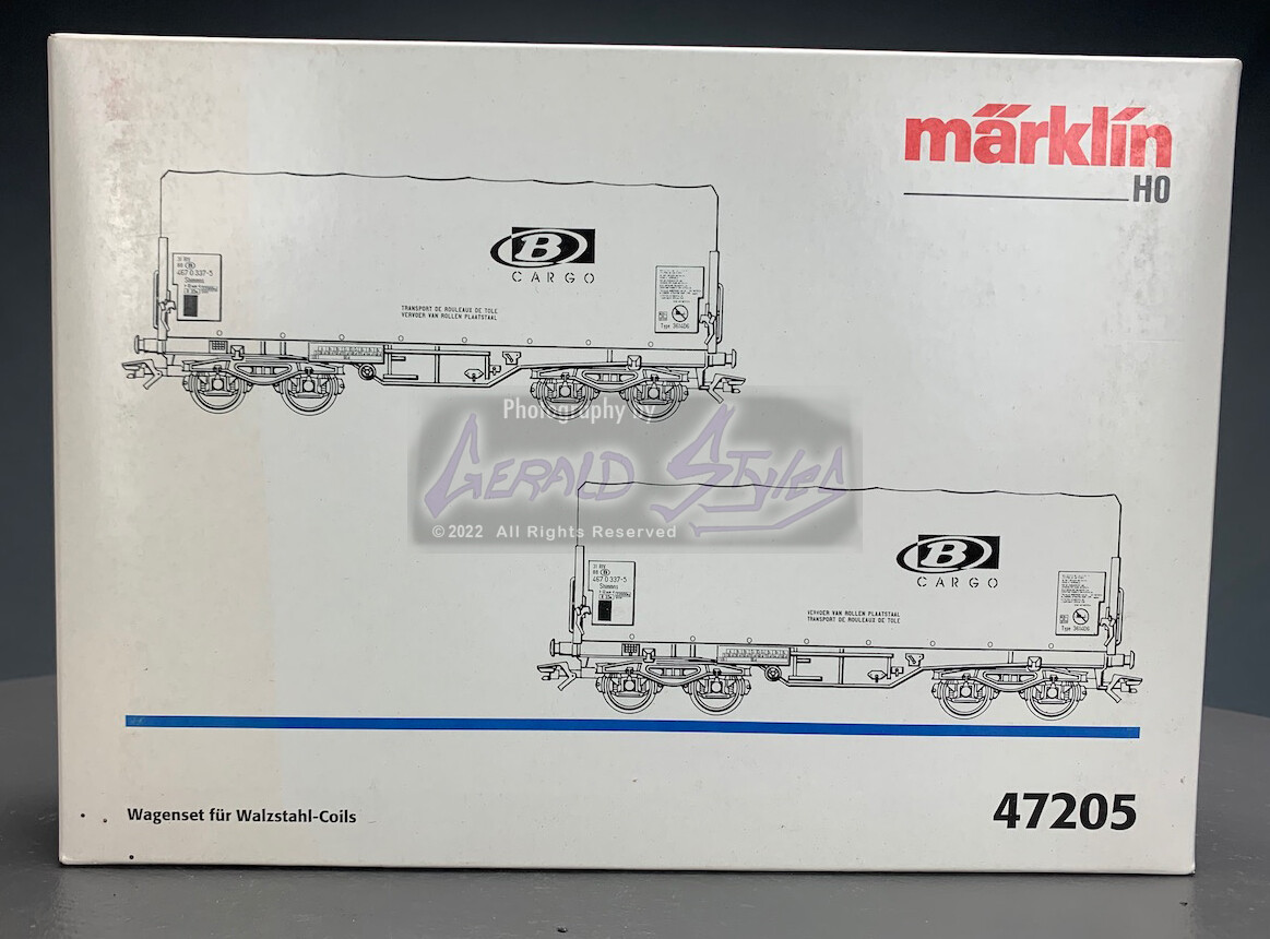 HO Märklin 47205 2 Belgian SNCB Cargo Cars for Steel Coil Transport Set ...