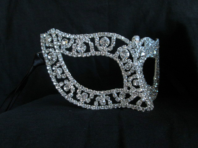 ADULT SILVER RHINESTONE DIAMOND VENETIAN MASQUERADE WEDDING PROM ...