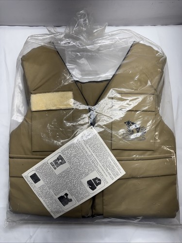 Vintage Tan Fishing Life Vest Type III Adult Universal 28-54 Chest Size ...