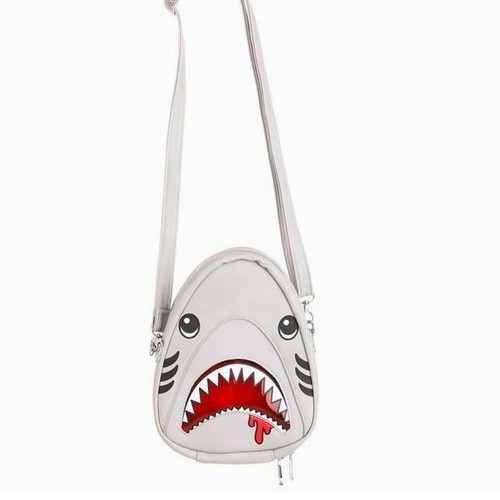 Elope Shark Crossbody Bag Grey Faux Leather Novelty Bag | eBay