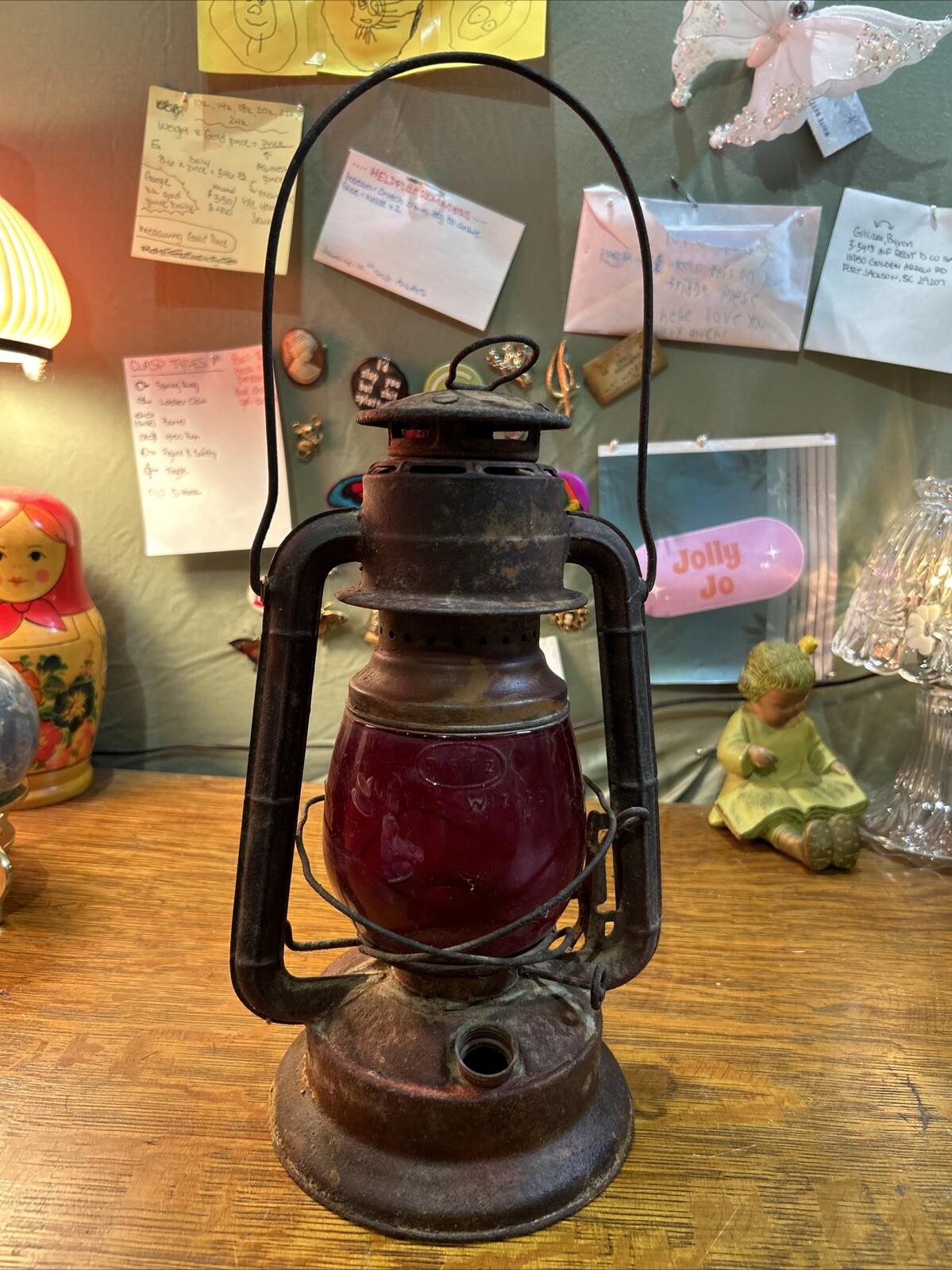 Vintage Lantern Dietz NY Little Wizard Red Globe Loc Nob | eBay