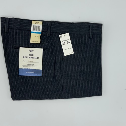 New Dockers Men's Best Pressed Black Pin Stripe Slacks 36x34 Straight ...