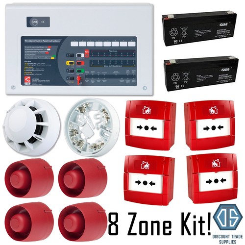 C-TEC 8 Zone Conventional Fire Alarm Kit 11 Detectors 4 Call Points 4 ...