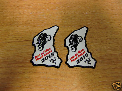 x2 50mm high decals - ISLE OF MAN TT RACES 2015 course map sticker with ...