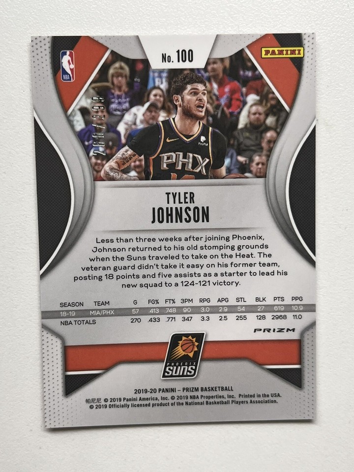 2019-20 Panini Prizm Red #100 Tyler Johnson /299 Phoenix Suns ...