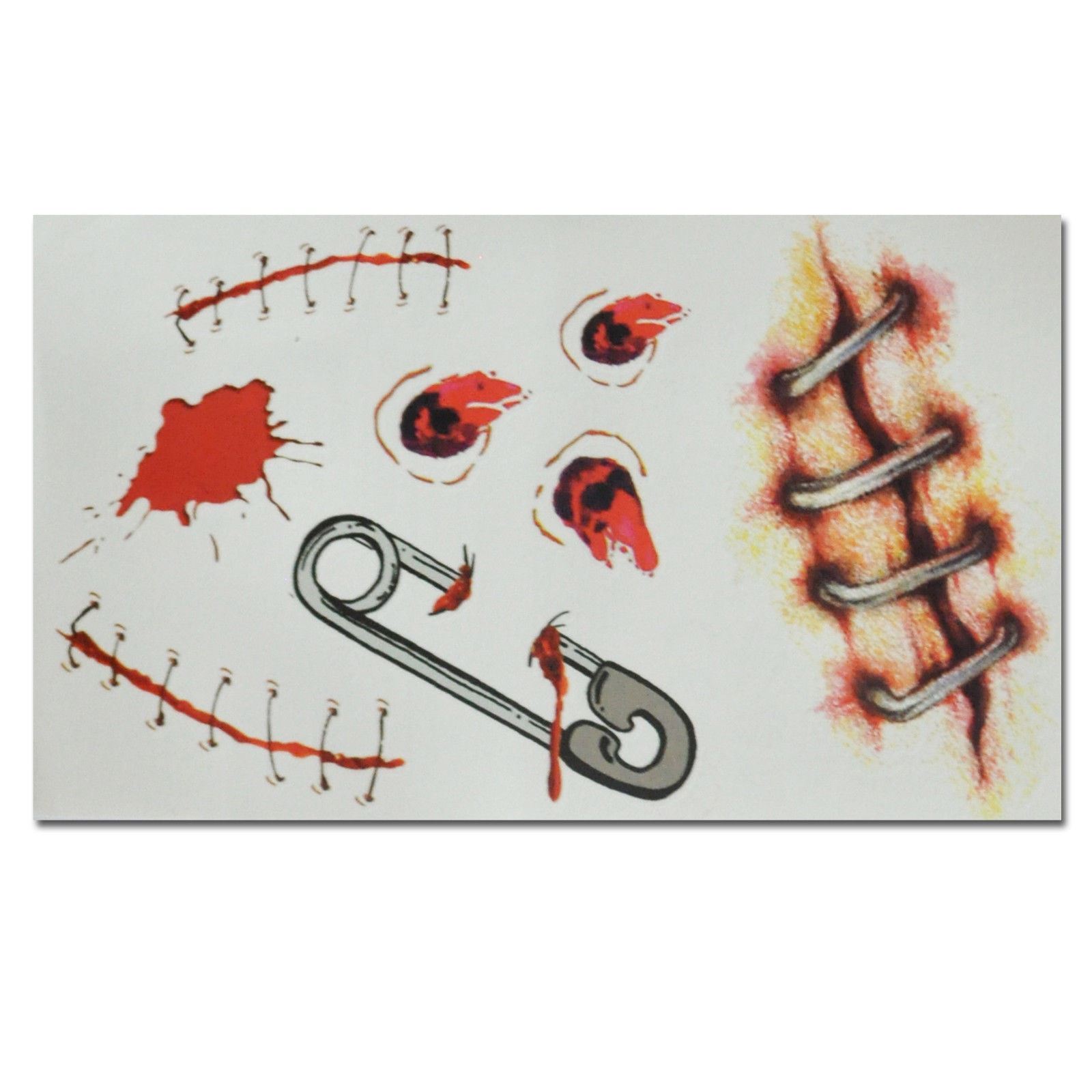 Halloween Zombie Bullet Holes Zip Scars Water Transfer Temporary ...