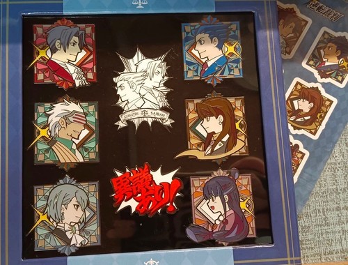 In Stock 8Pcs/set Official Ace Attorney Phoenix Wright Metal Badge Pins ...