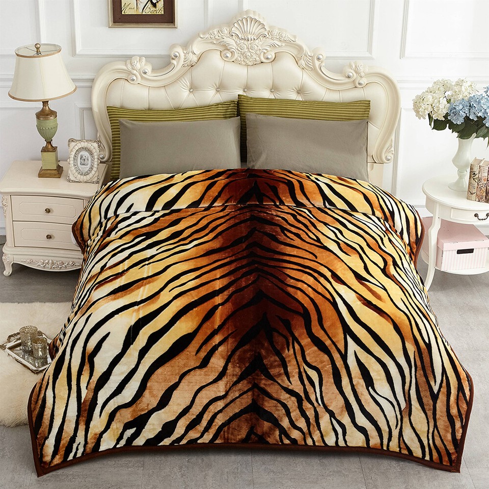 2 Ply Animal Print Thick Heavy Blanket Warm Soft Korean Mink Blanket ...