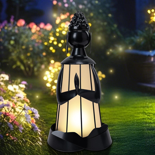 Solar Buddha Figurine Lights, Metal Buddha Statue Solar Lantern Outdoor ...
