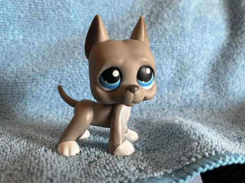 Rare Authentic LPS #184 Great Dane Dog Littlest Pet Shop Grey With Blue ...