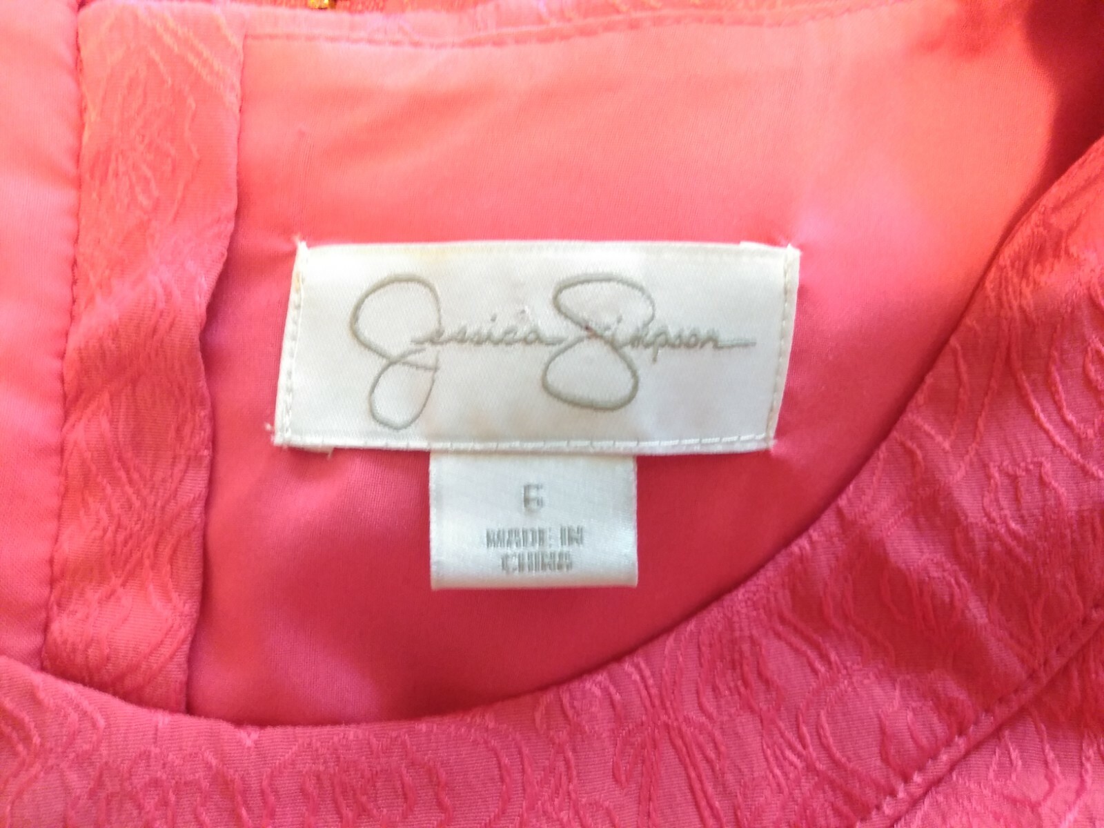 Jessica Simpson Dress Size 6 Coral Sleeveless Lined Full Golden Zipper ...