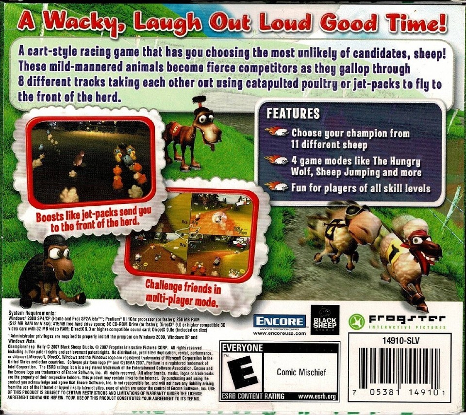 Champion Sheep Rally Pc New Vista XP Insane Sheep Arcade Racing Game ...