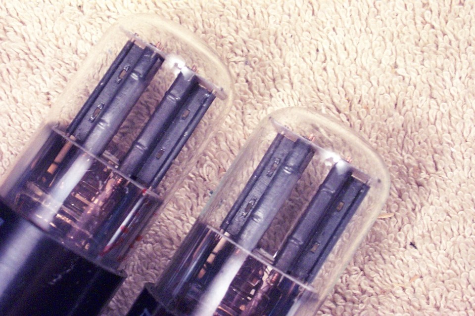 Two, Sylvania, VT-231, 6SN7GT, wartime, black T-plates, matching pair ...