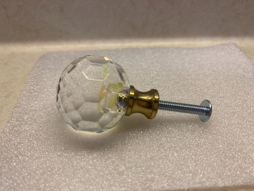 CRYSTAL DOOR KNOB HANDLE PULL BRASS CABINET HARDWARE CAL | eBay