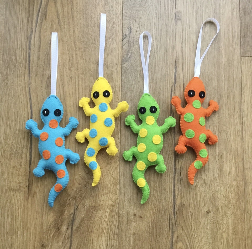 1 x Handmade Felt Colourful Lizard / Gecko Hanging Decoration. | eBay UK