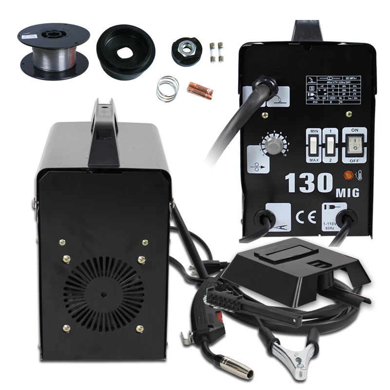 MIG 130 Welder Gas Less Flux Core Wire Automatic Feed Welding Machine W ...