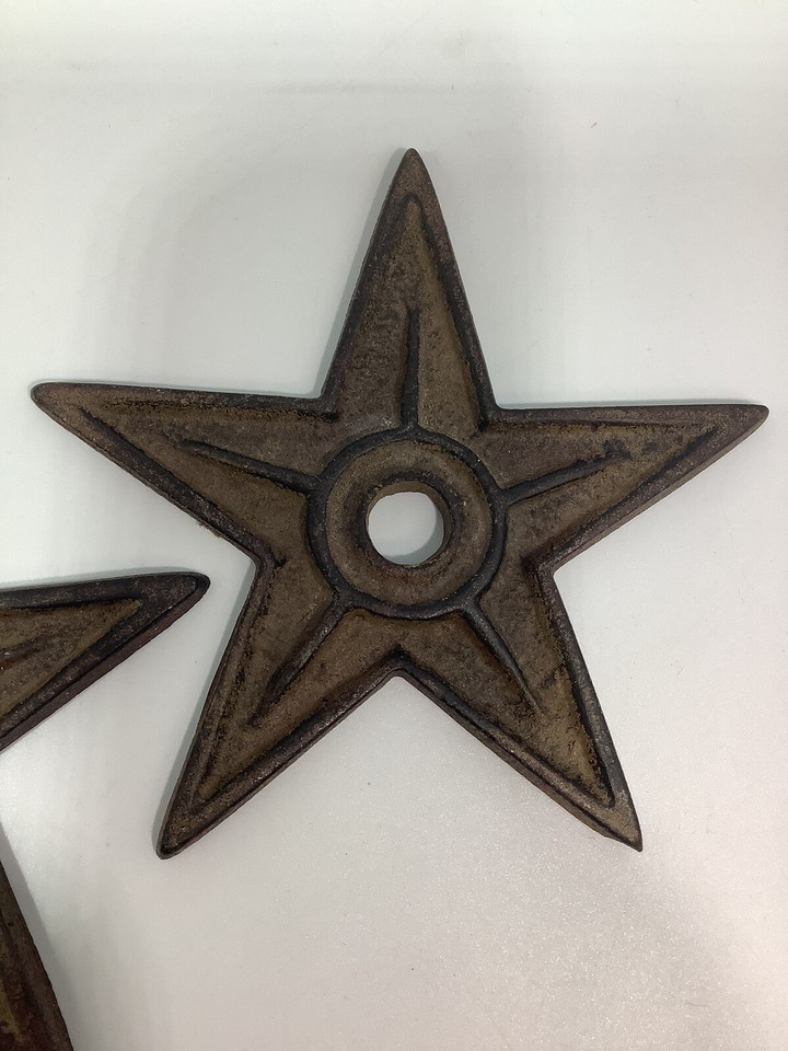 Vintage Cast Iron 6.5” 5-Sided Star Set Anchor Plates Building Replica ...