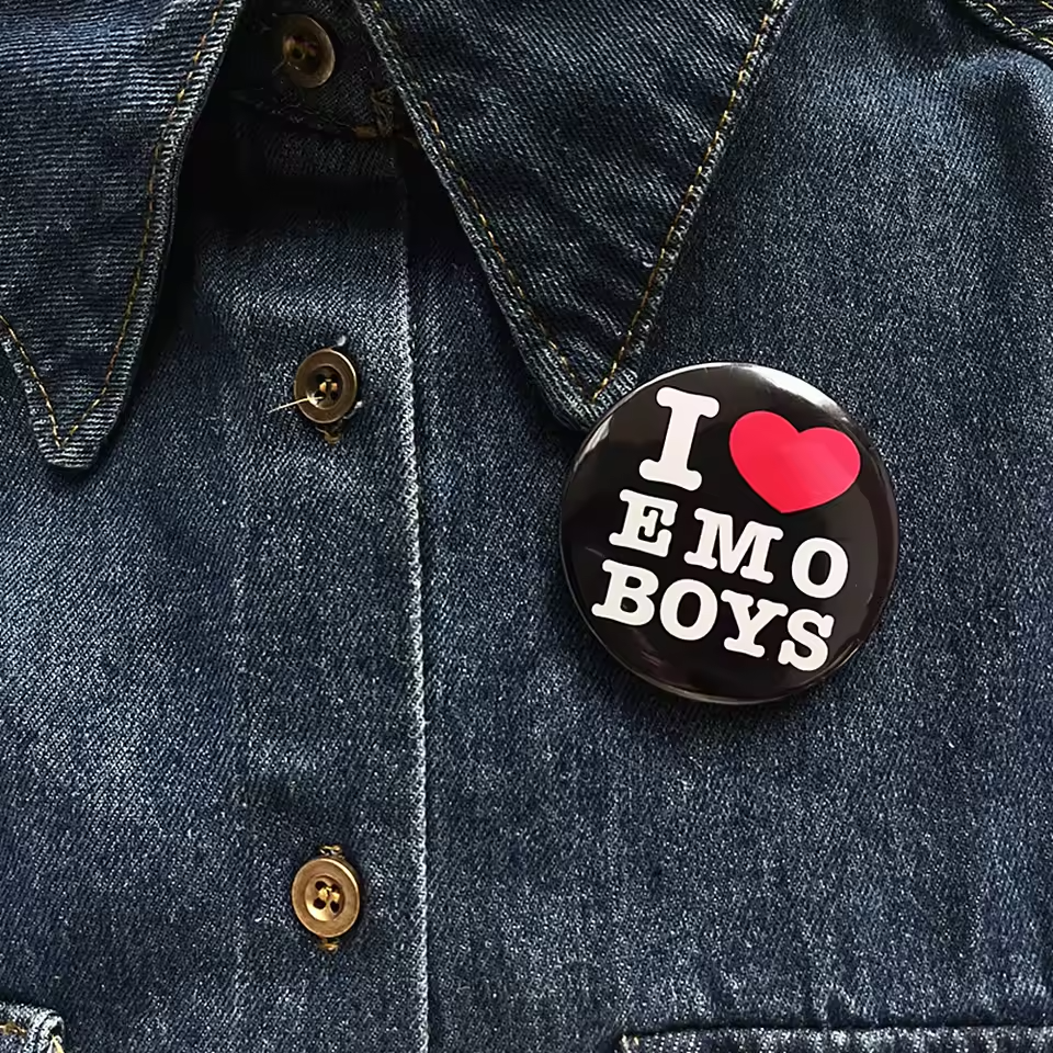 I Love Or Heart Emo Boys Soft Button Pin Clothes Badge Hat Cartoon ...
