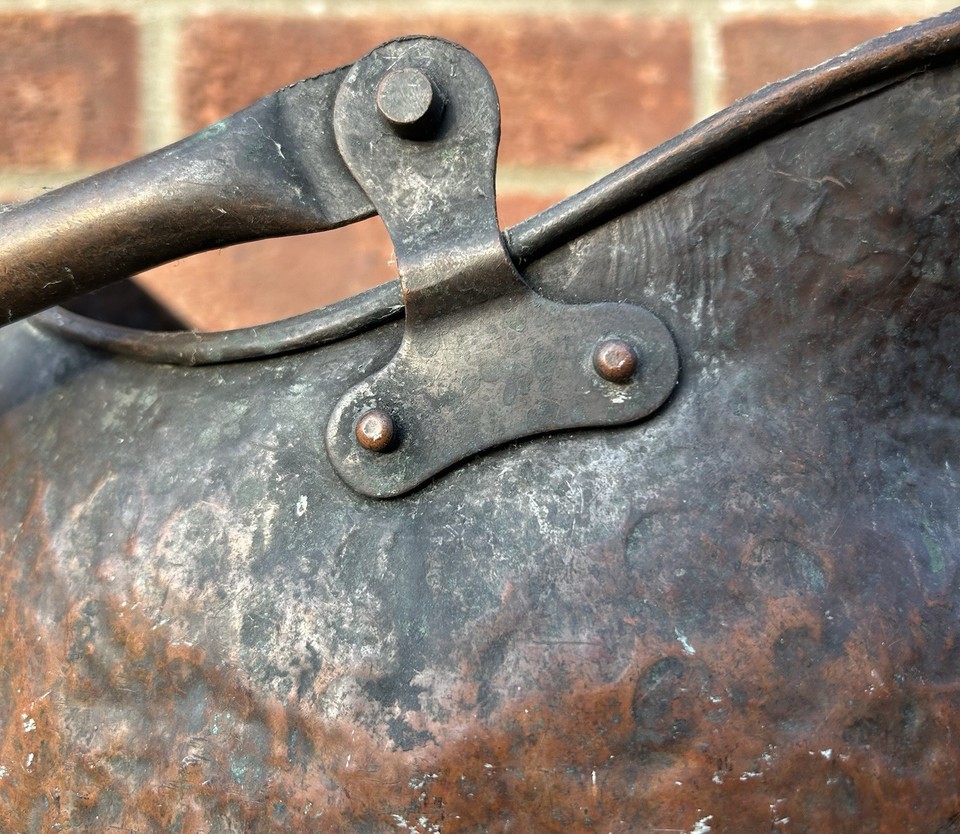 Antique Beautiful Solid Copper & Brass Kindling Log Fire Coal Fireside ...