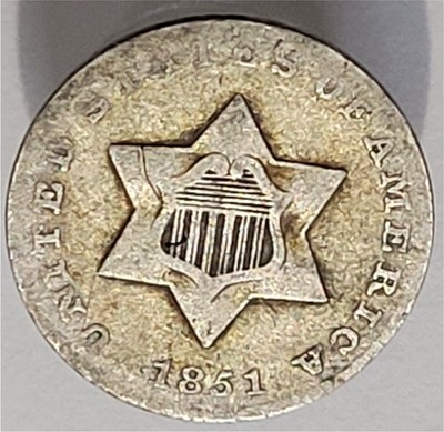 1851 Three 3 Cent Silver Coin Nice Strong Date | eBay