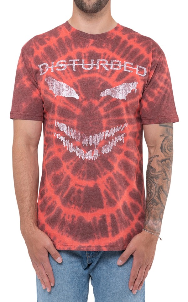 Disturbed T Shirt Scary Face Band Logo new Official Unisex Dip Dye Red ...