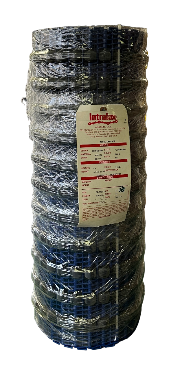 NEW INTRALOX SERIES 900 23.8'' BLUE ACETAL FLUSH GRID BELT 7' LENGTH ...