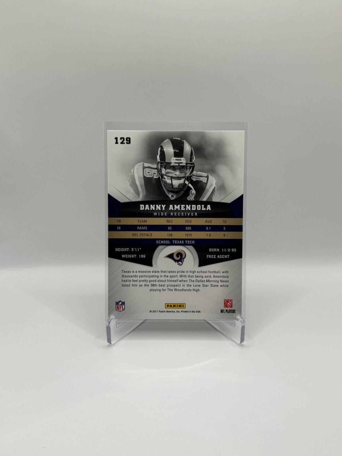 Danny Amendola #129 - 2011 Panini Gridiron Gear - St. Louis Rams Wide ...
