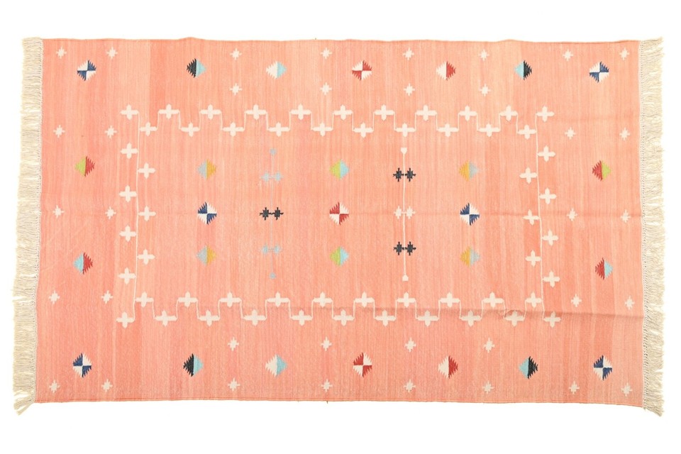 3x5 Blush pink rug/ wall tapestry Modern Handmade Cotton Area Rug ...