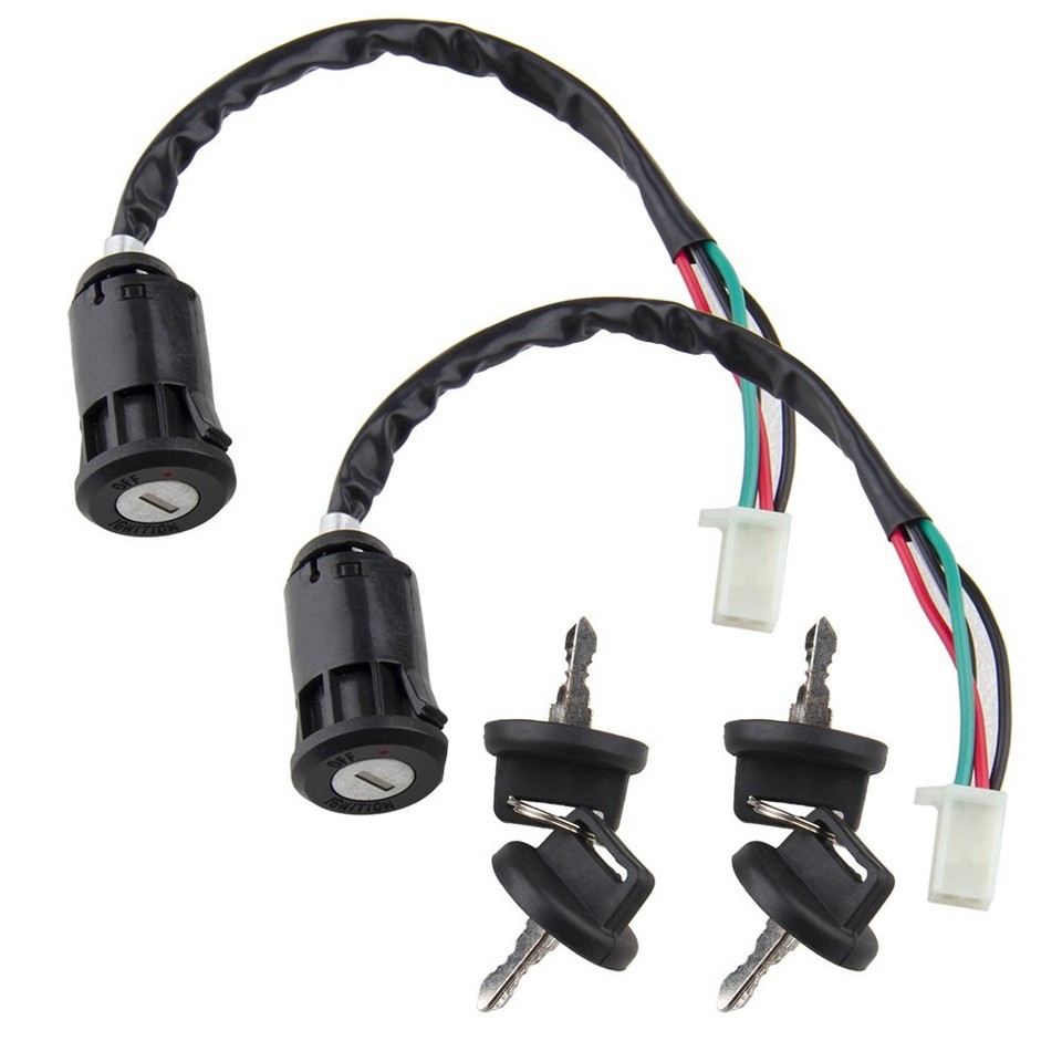 [2Pack] 4 Wires Ignition Switch with 2 Keys, Motorcycle Ignition Switch ...