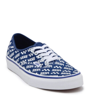 MEN'S VANS AUTHENTIC CLASSIC LOGO REPEAT TRUE BLUE/TRUE WHITE SIZE 6 | eBay