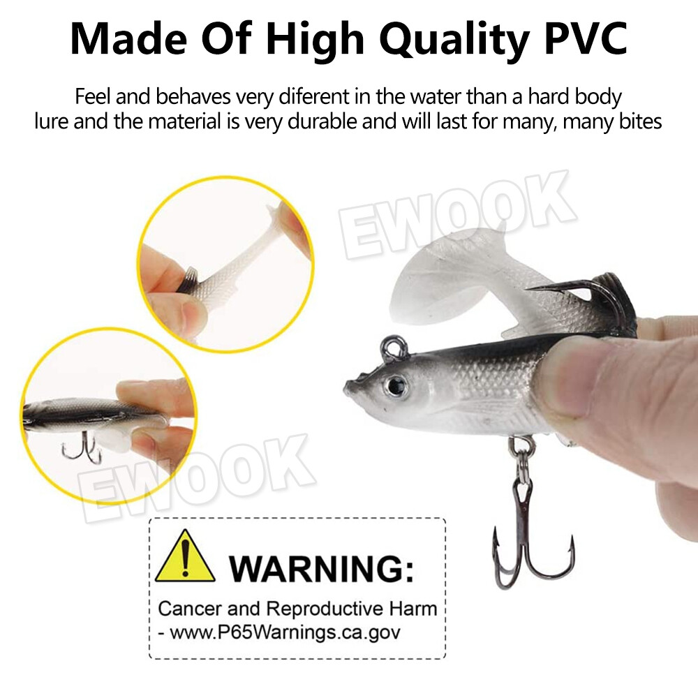 10PCS Soft Plastic Vibe Lures Poddy Mullet Flathead Jig Heads Barra Cod ...