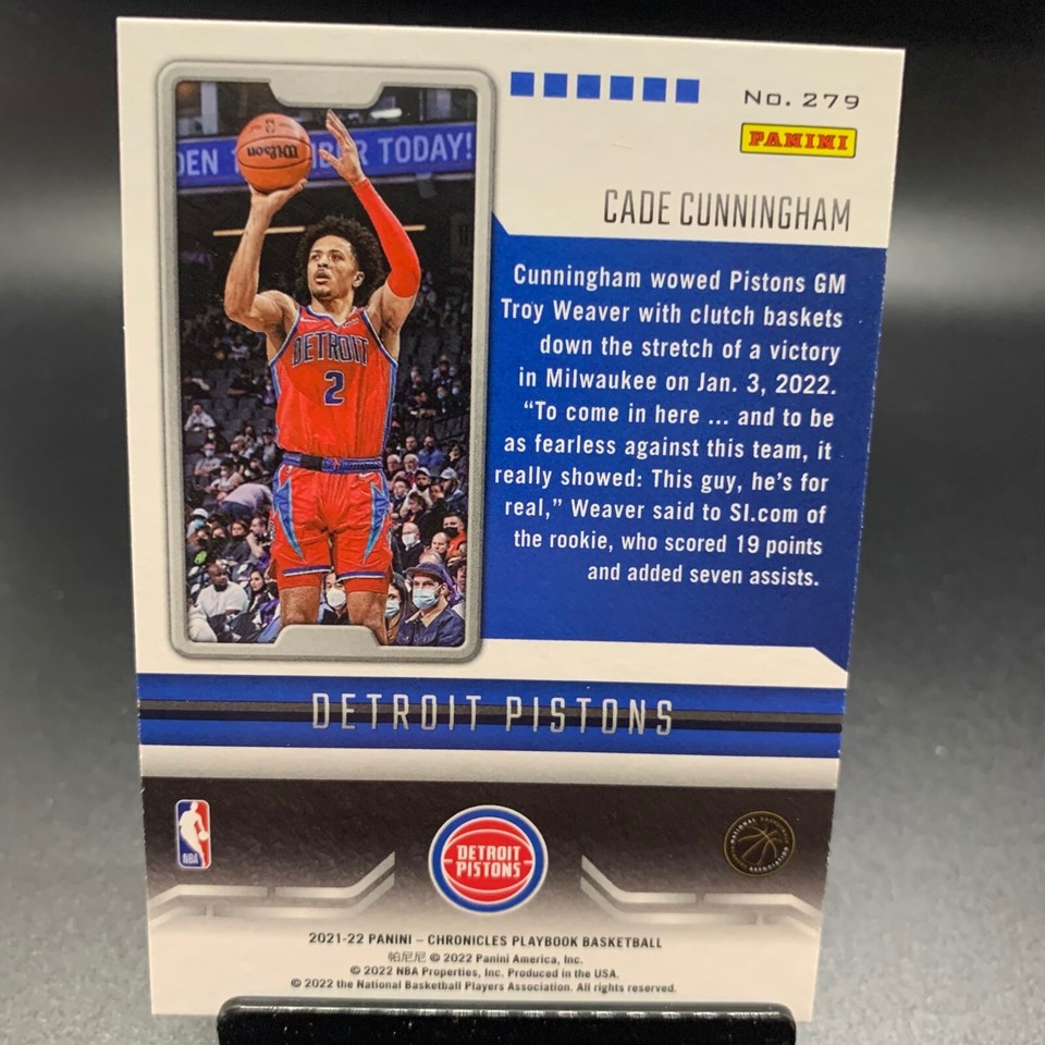 2021-22 Chronicles Playbook #279 Cade Cunningham Rookie RC Detroit ...