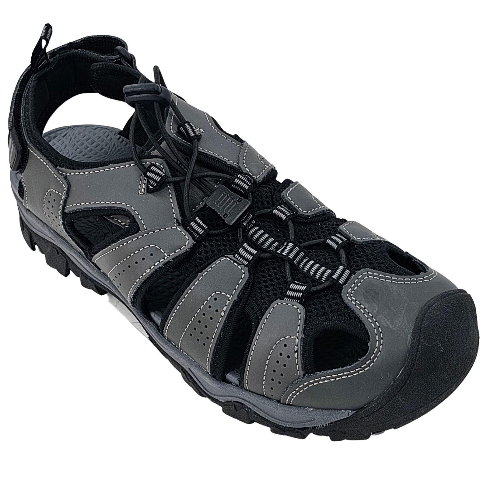 EDDIE BAUER Stewart Bump Toe Gray Leather Bump Toe Fishermans Sandal ...