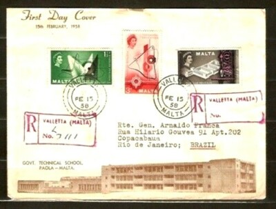 MALTA Sc 266 TO 68 0N COVER FDC REGIST To BRAZIL ARR CDS FVF | eBay