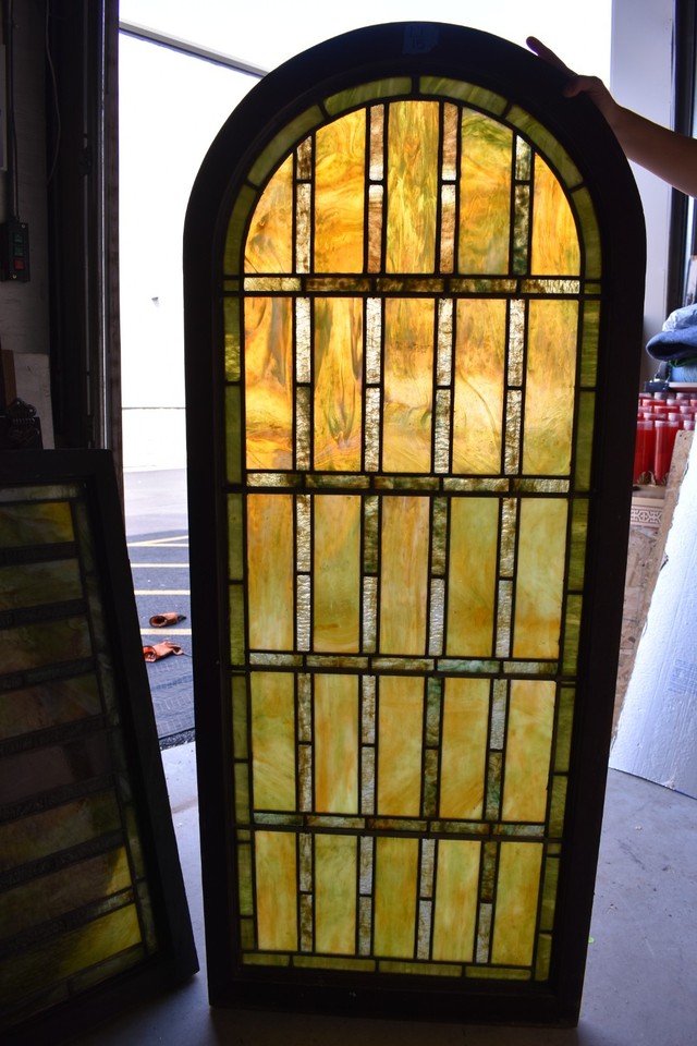Genuine Tiffany Studios Stained Glass Church Window, 26 3/4" w x 64 7/8 ...