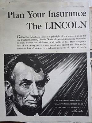 1958 Abe Abraham Lincoln National Life Insurance Company Plan vintage ...