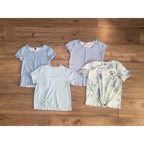 Blue Short Sleeve Tops Kids Girls 10-12 Large Bundle of 4 Solid Stripe ...
