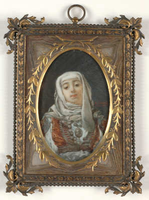 Hermann Clementz (1852-1930) "Eastern beauty", rare miniature painting ...