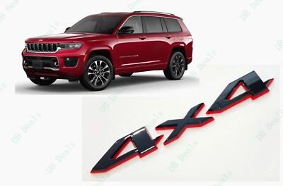 1P Gloss Black Red Rear 4X4 Emblems Badge Letter 2021+ Jeep Grand ...