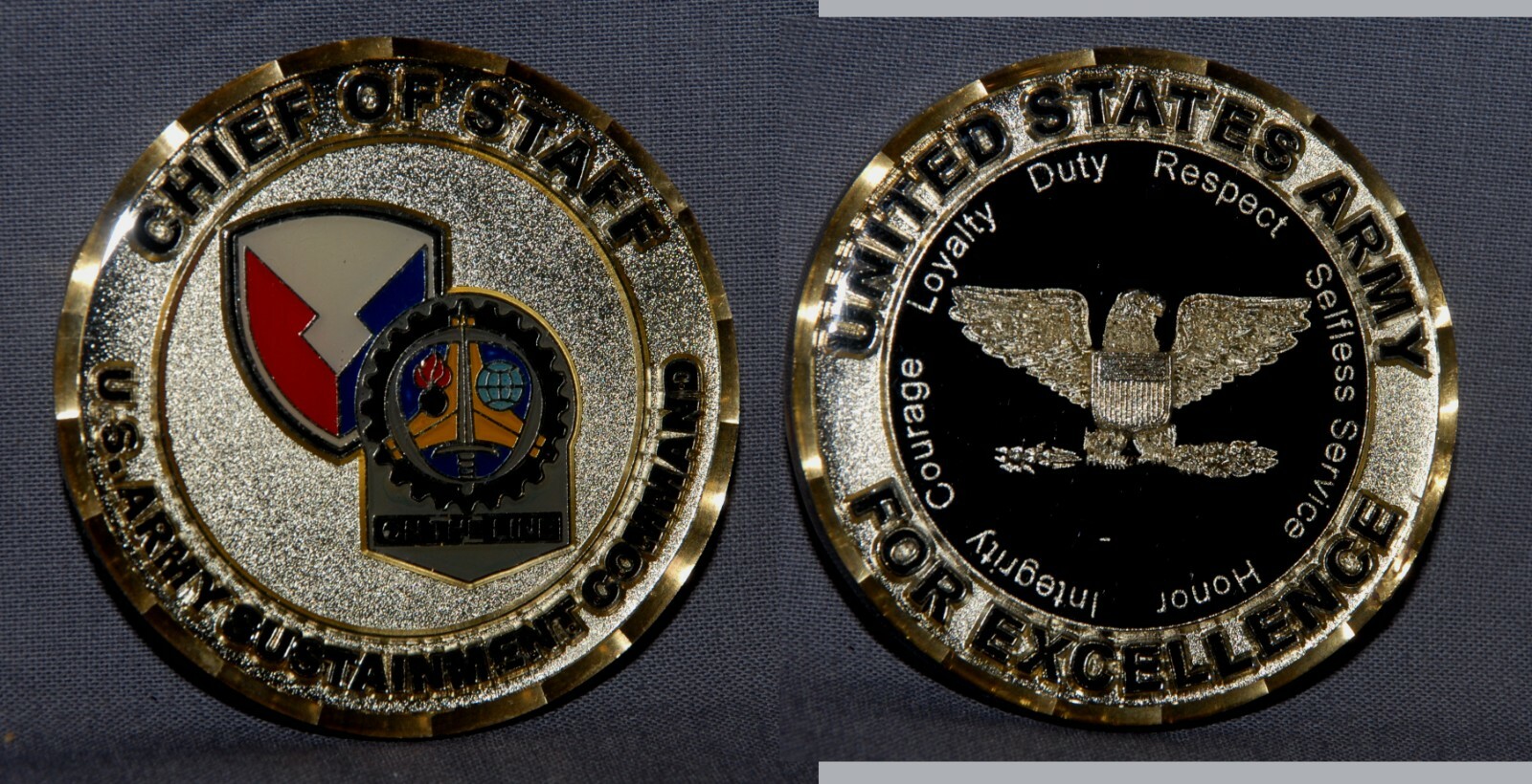 Big gold 50mm U.S. Army Sustainment Command Chief of Staff challenge ...
