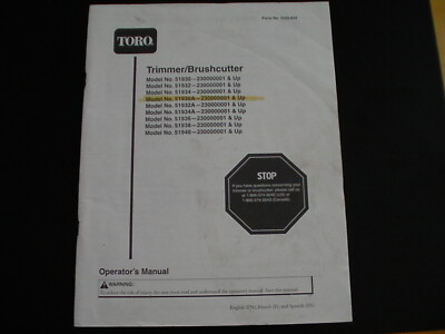 Toro Owner/Operators Manual Gas String Trimmer Weed Wacker 51930-51940 ...